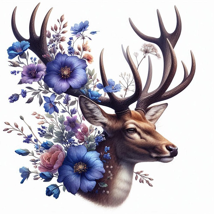 Download Deer, Deer With Flowers, Nature. Royalty-Free Stock ...