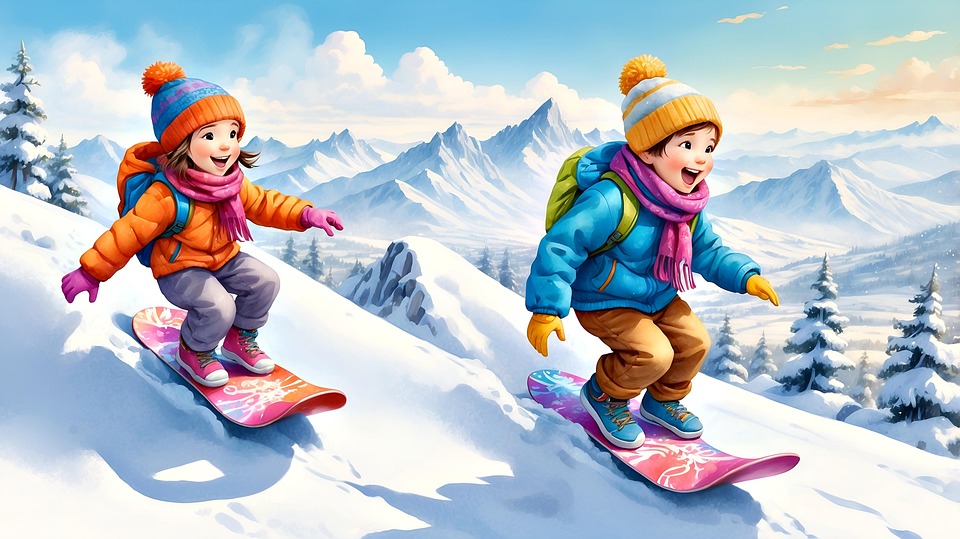 Download Ai Generated, Children, Snowboard. Royalty-Free Stock ...