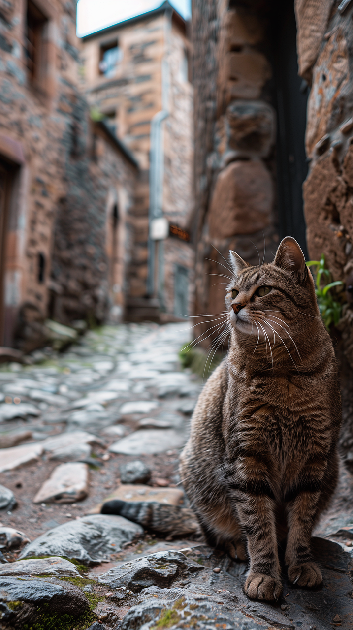 Download Tabby Cat, Feline, Medieval Village. Royalty-Free Stock ...