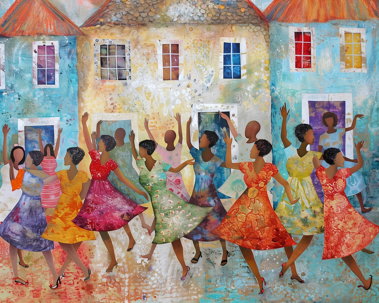 Download Colorful Dresses, Expressive Movement, Textured Painting ...