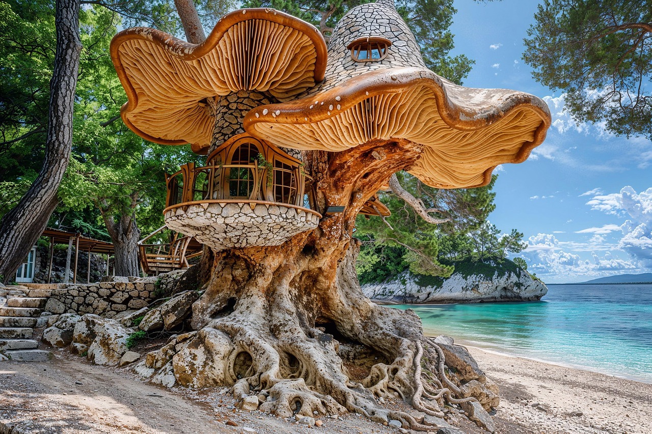 Download Ai Generated, Mushroom, Tree House. Royalty-Free Stock ...