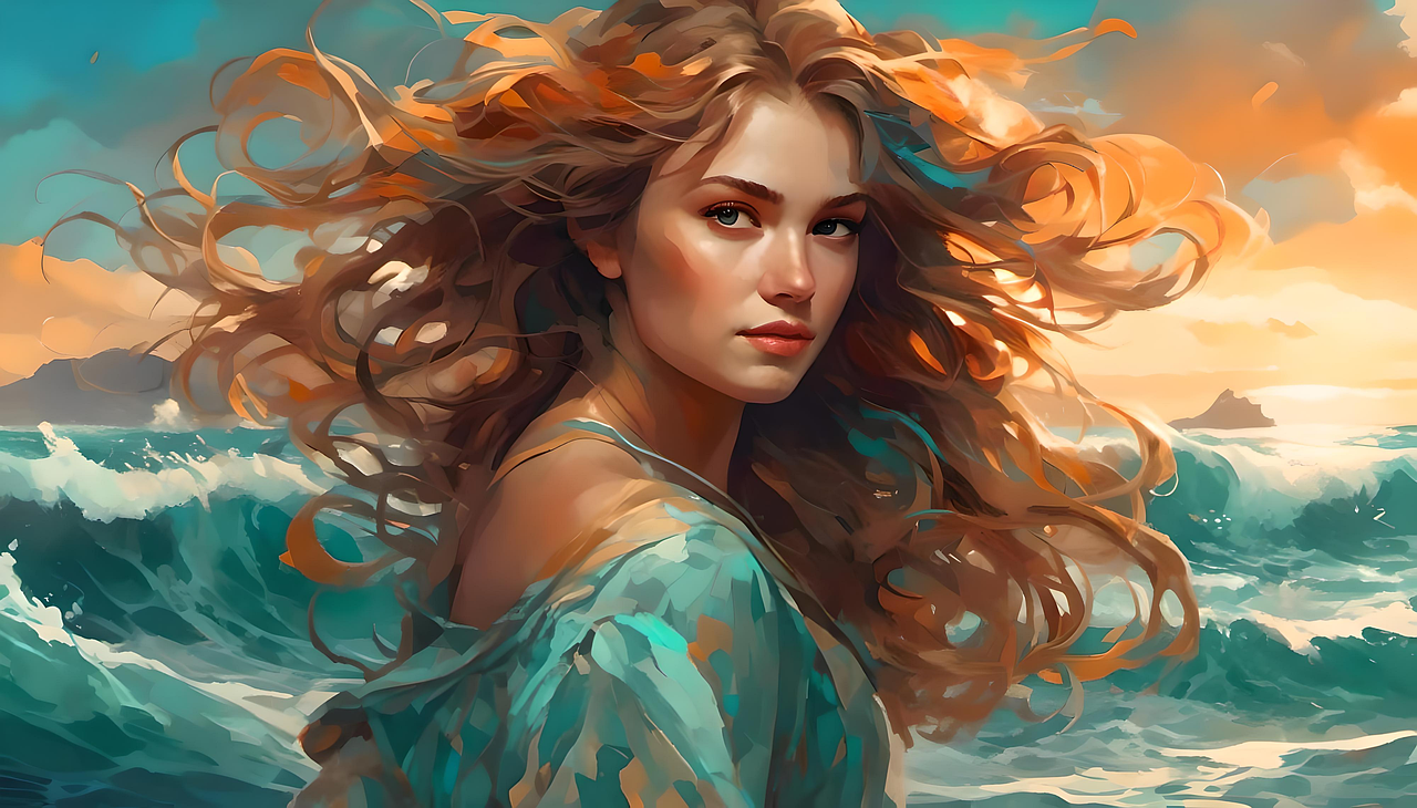 Download Woman, Portrait, Ocean. Royalty-Free Stock Illustration Image ...