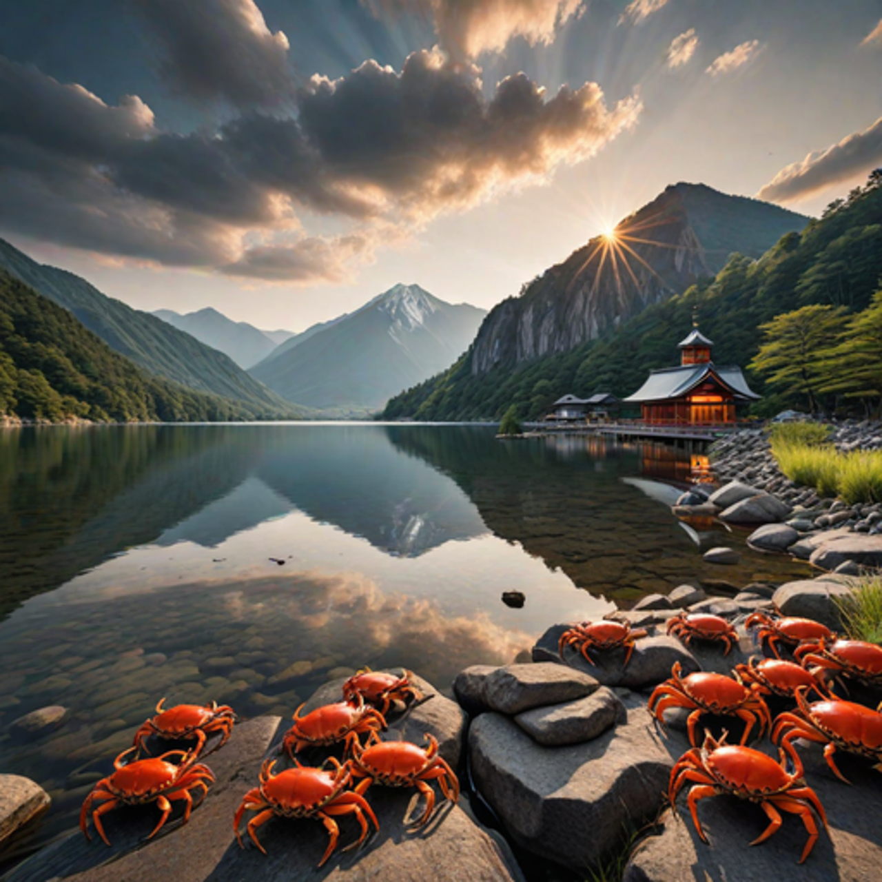 Download Ai Generated, Lake, Crabs. Royalty-Free Stock Illustration ...