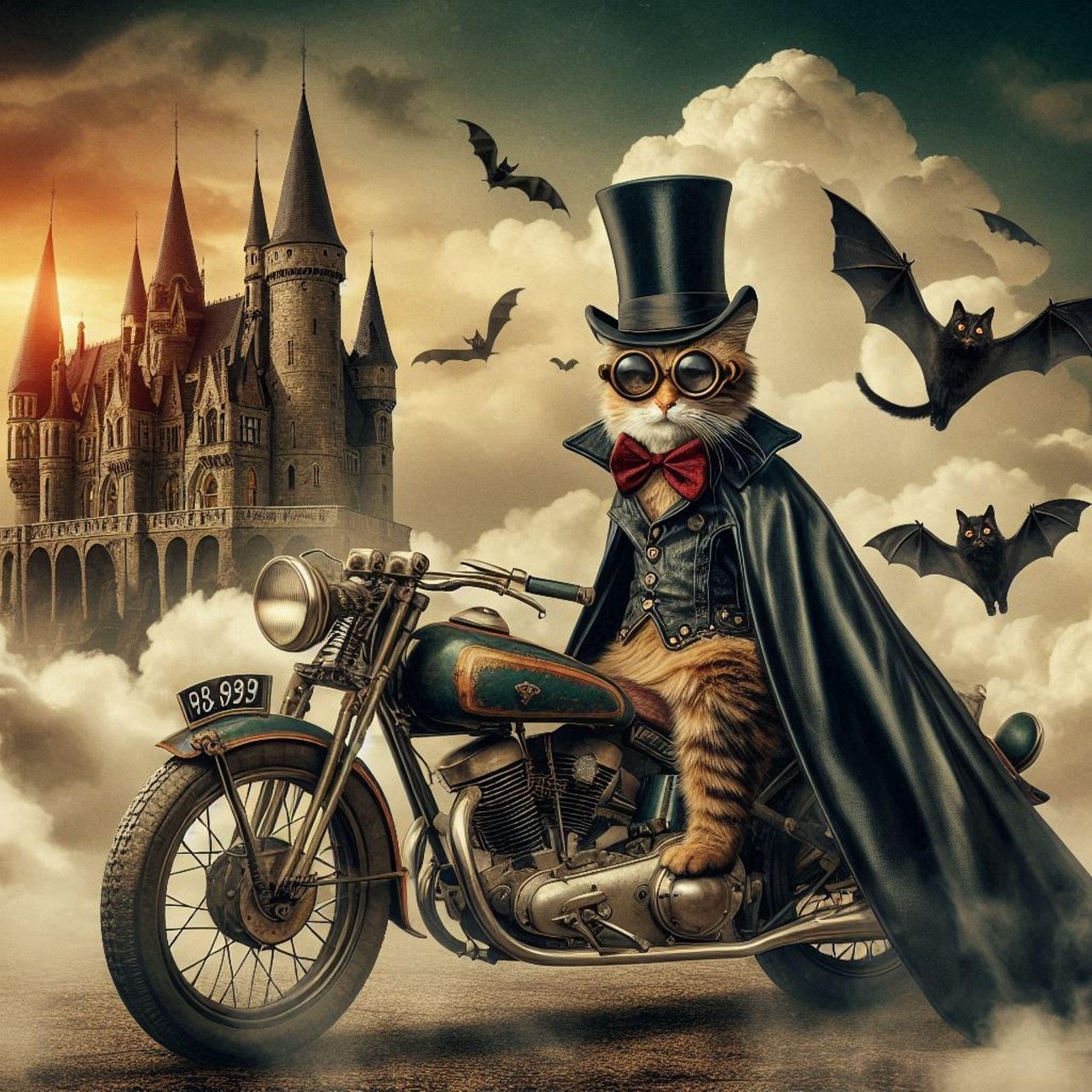 Download Cat, Motorbike, Steampunk. Royalty-Free Stock Illustration ...