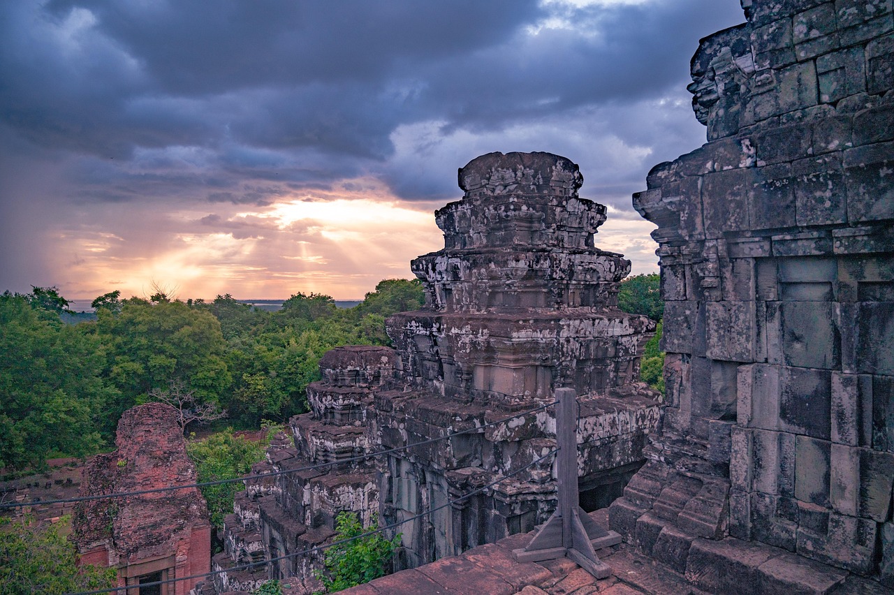 Sunset Stone Temples Green Trees - Free photo on Pixabay - Pixabay
