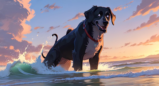 Download Dog, Ocean, Waves. Royalty-Free Stock Illustration Image - Pixabay