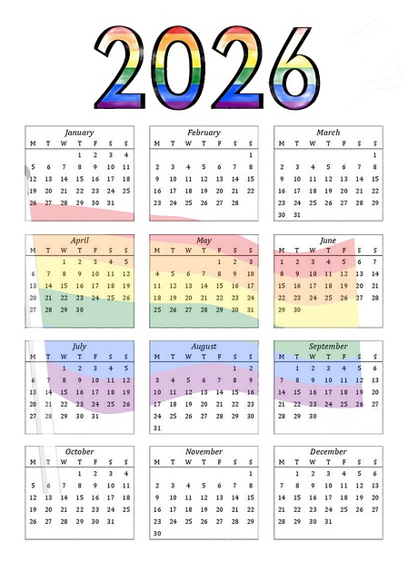 Calendário 2026 Orgulho - Foto gratuita no Pixabay