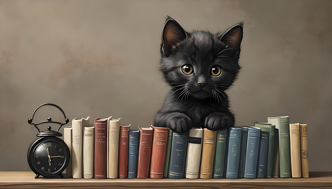 Download Kitten, Cat, Bookcase. Royalty-Free Stock Illustration Image ...