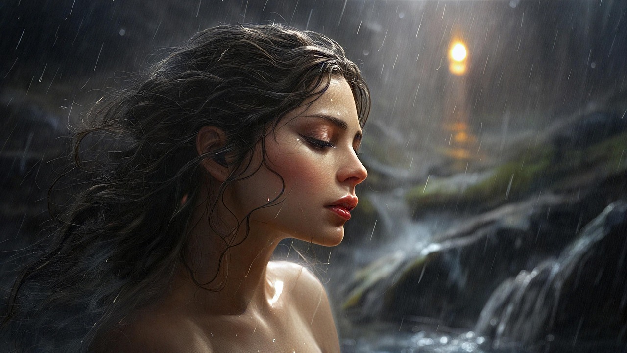 Download Girl, Rain, Waterfall. Royalty-Free Stock Illustration Image ...