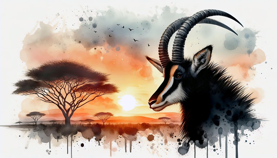 Download Watercolour Sable Antelope, Sable Antelope, Antelope. Royalty ...