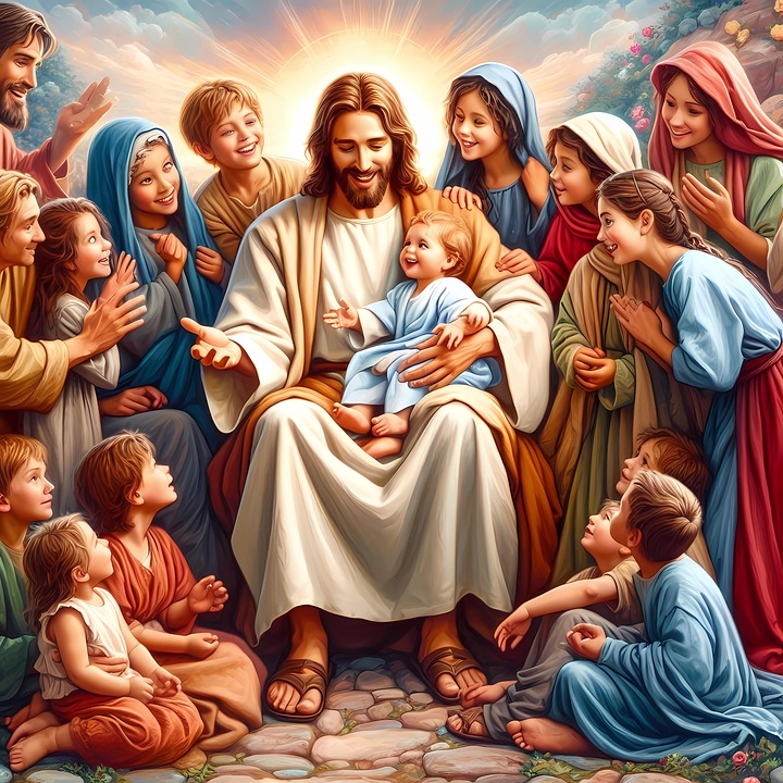 Download Ai Generated, Jesus, Kids. Royalty-Free Stock Illustration ...
