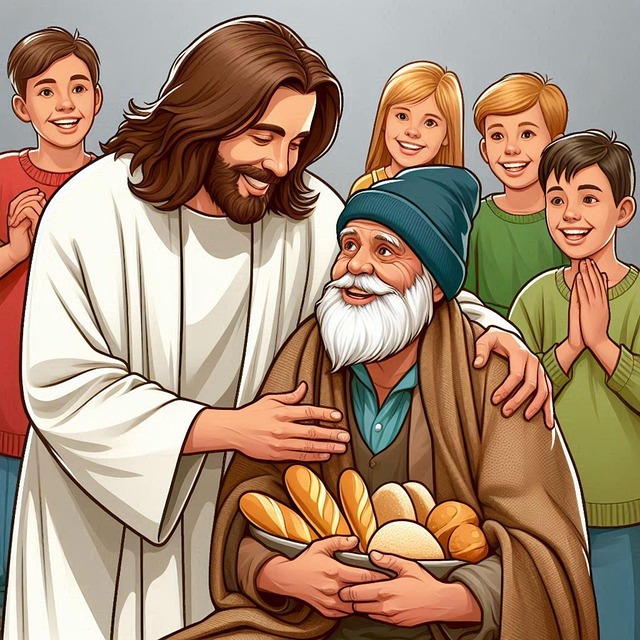 Download Ai Generated, Jesus, Feeding. Royalty-Free Stock Illustration ...