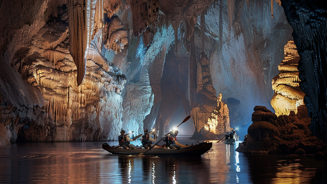 Download Tham Nam Water Cave, Laos, Explorers. Royalty-Free Stock ...