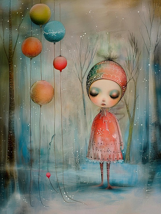 Download Surreal Painting, Whimsical Art, Sad Girl. Royalty-Free Stock ...