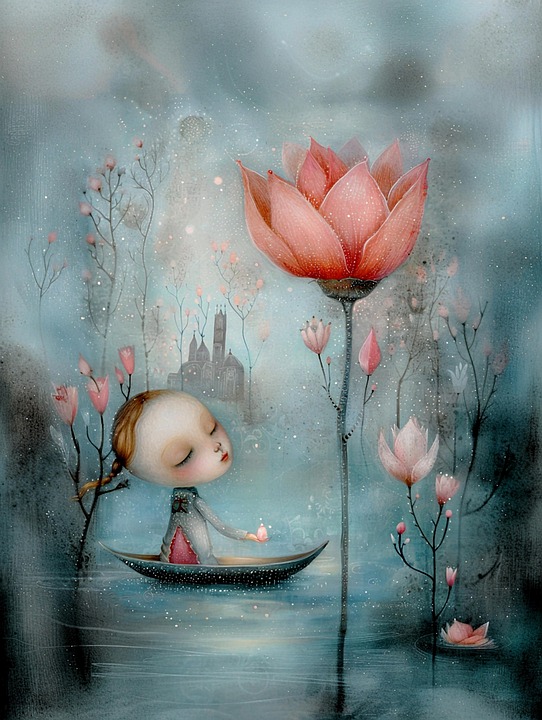 Download Whimsical Painting, Surreal Art, Young Girl. Royalty-Free ...