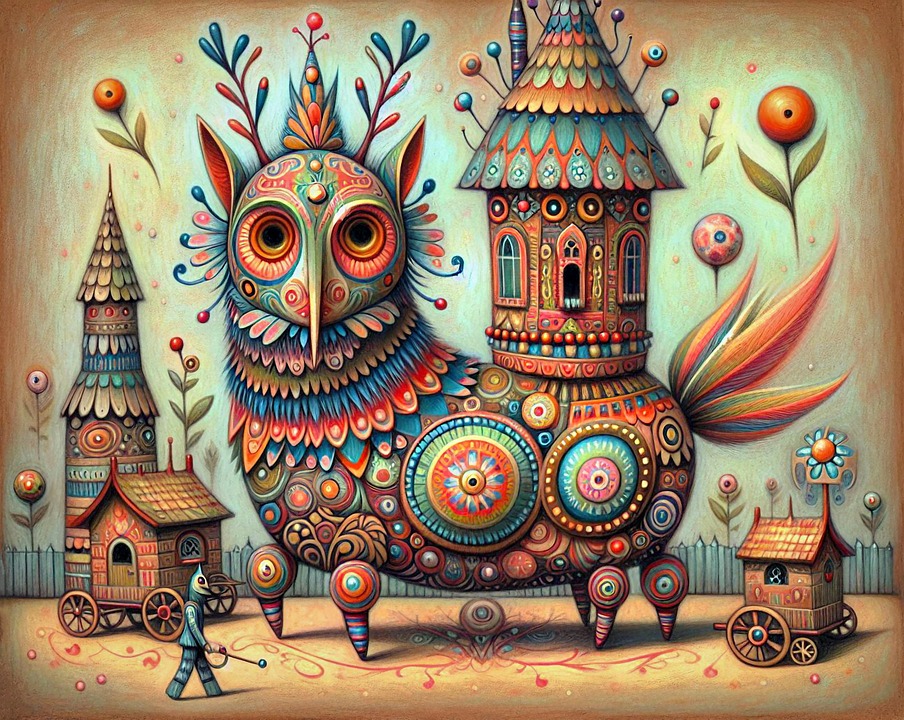 Download Whimsical Illustration, Fantastical Creature, Owl-House ...
