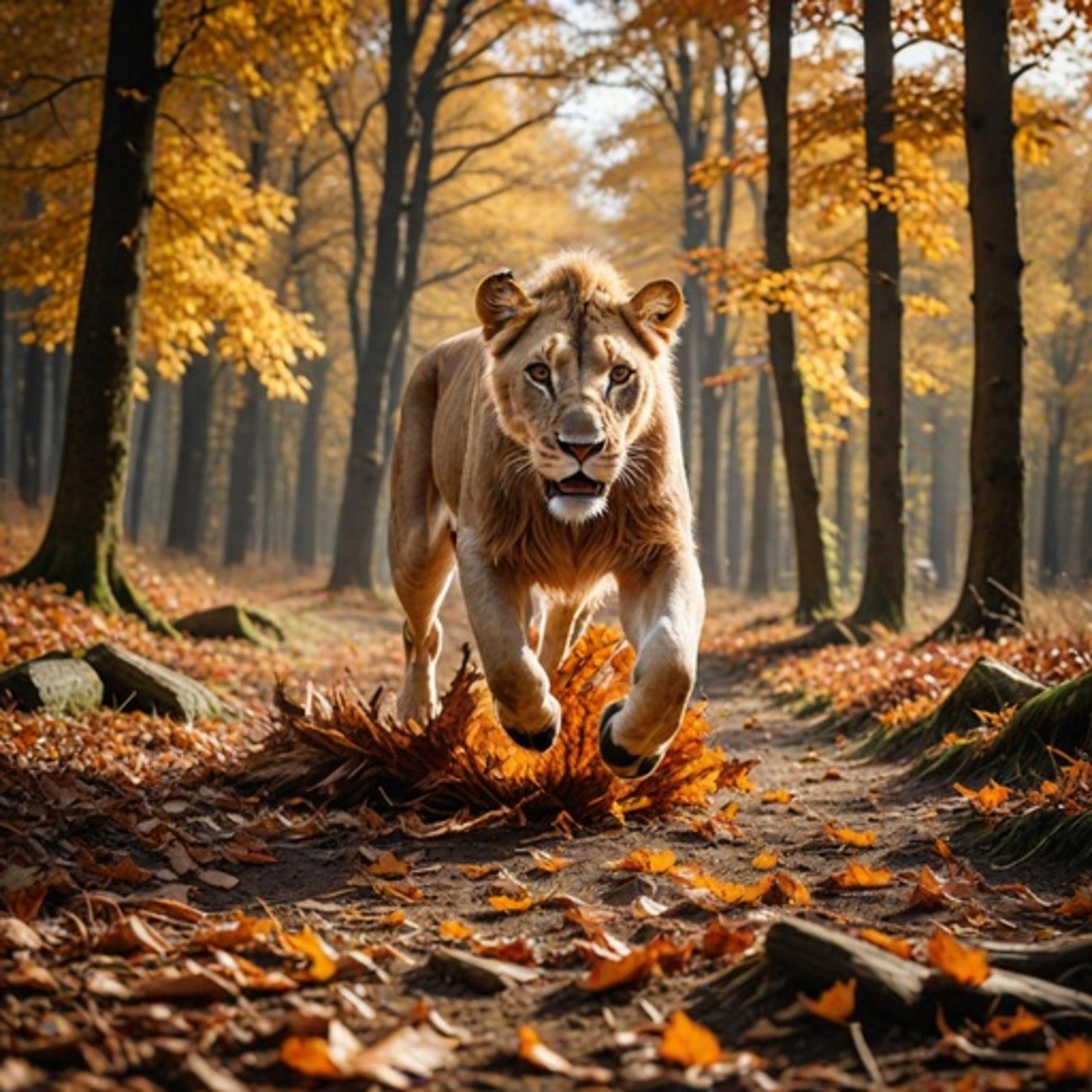 Lion Forêt Automne - Image gratuite sur Pixabay