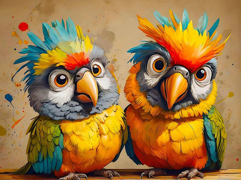 Download Ai Generated, Parrots, Cartoon. Royalty-Free Stock ...