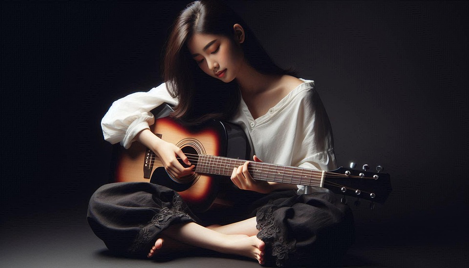 Download Girl, Play Guita, Play The Piano. Royalty-Free Stock ...
