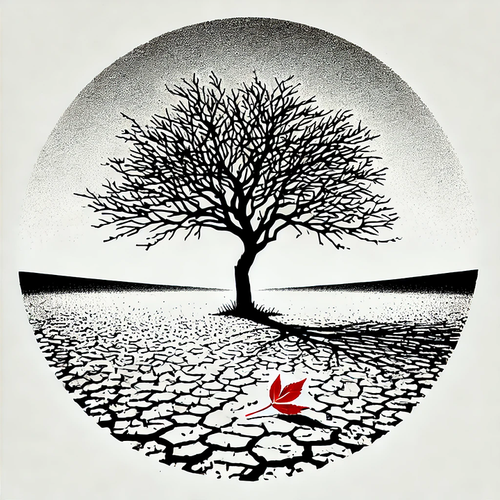 Download Solitary Tree, Barren Landscape, Red Leaf. Royalty-Free Stock ...