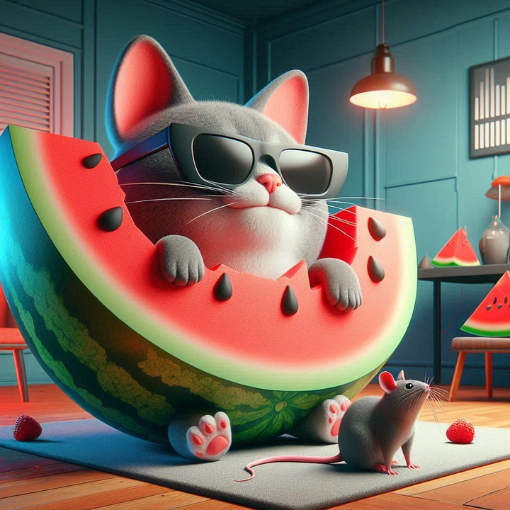 Download Cat, Watermelon, Seeds. Royalty-Free Stock Illustration Image ...