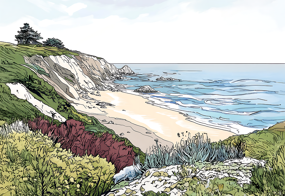 Download Coastline, Beach, Cliffs. Royalty-Free Stock Illustration ...
