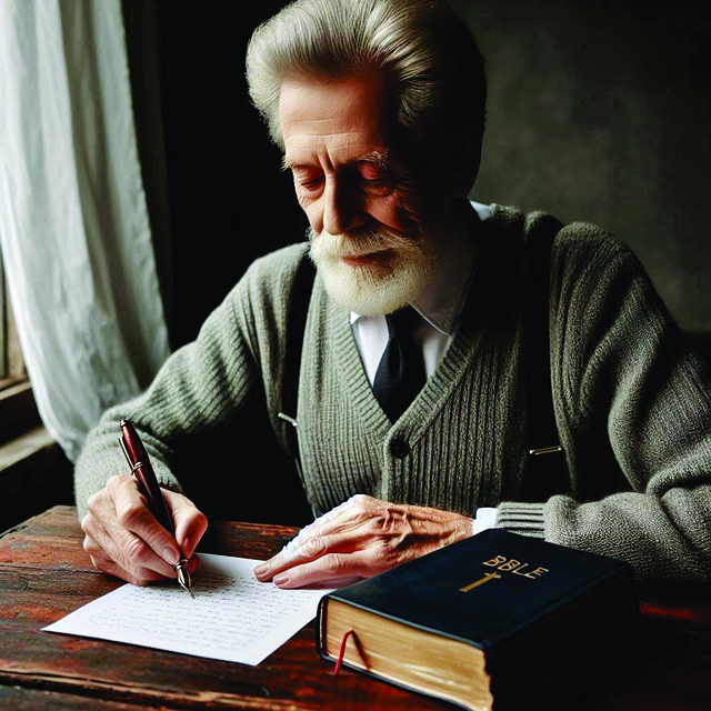 Download Ai Generated, Old Man, Writing. Royalty-Free Stock ...