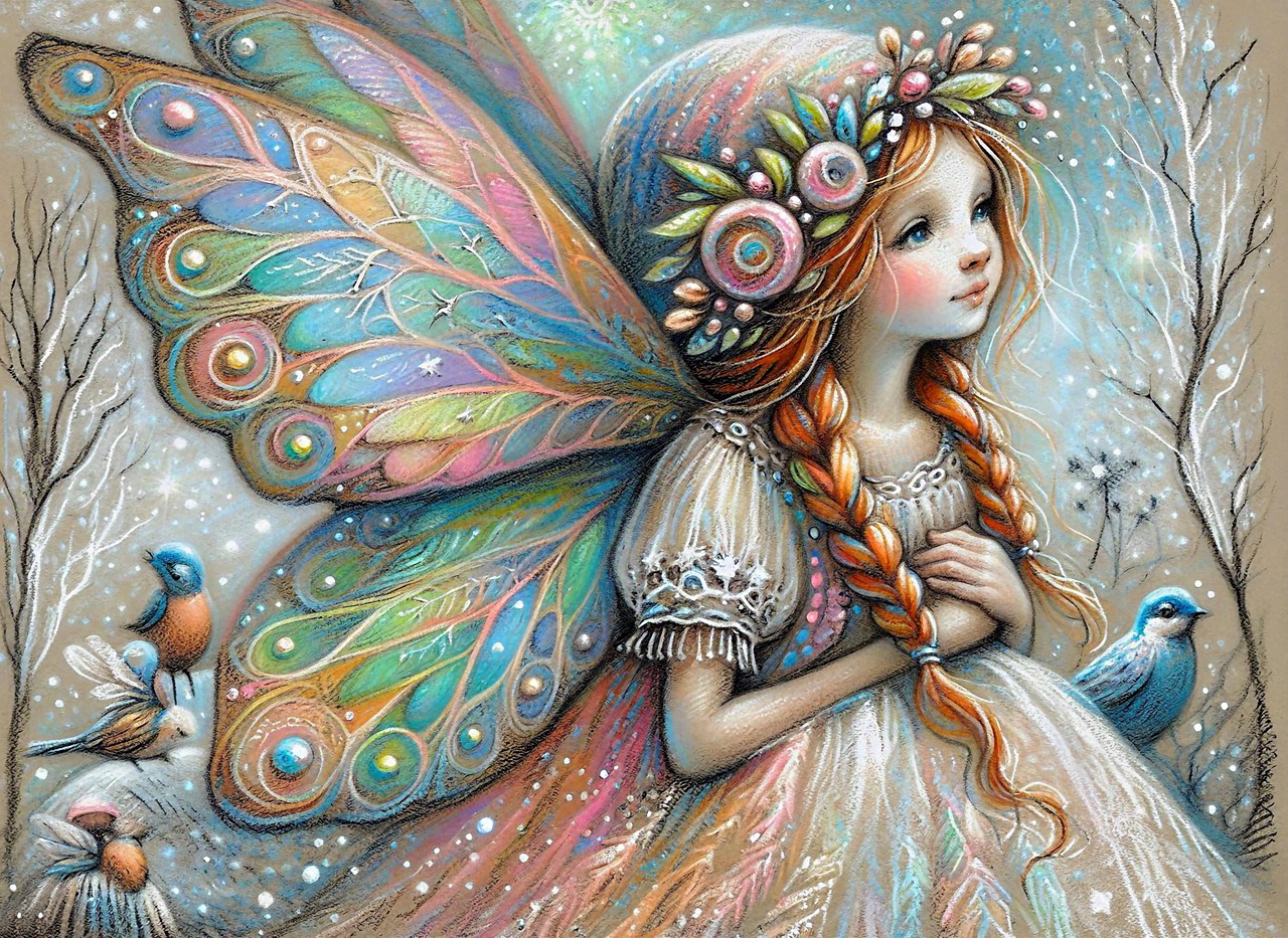 Download Fairy, Red Braided Hair, Butterfly Wings. Royalty-Free Stock ...
