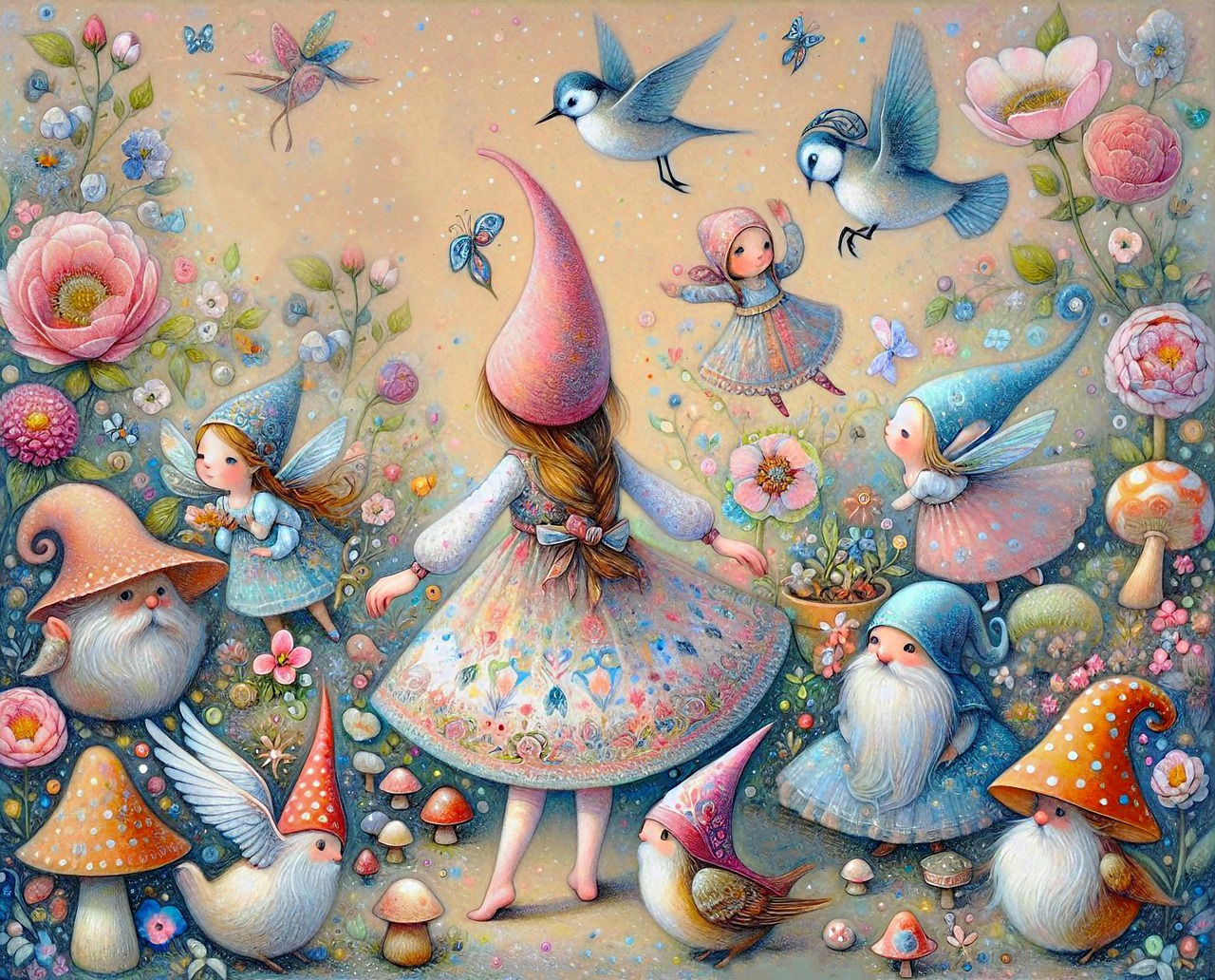 Download Whimsical Fantasy, Enchanted Garden, Young Girl. Royalty-Free ...