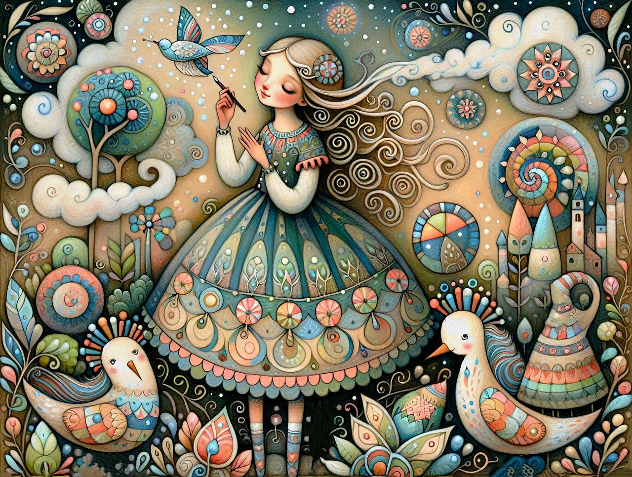 Download Whimsical Art, Fantasy Scene, Young Girl. Royalty-Free Stock ...