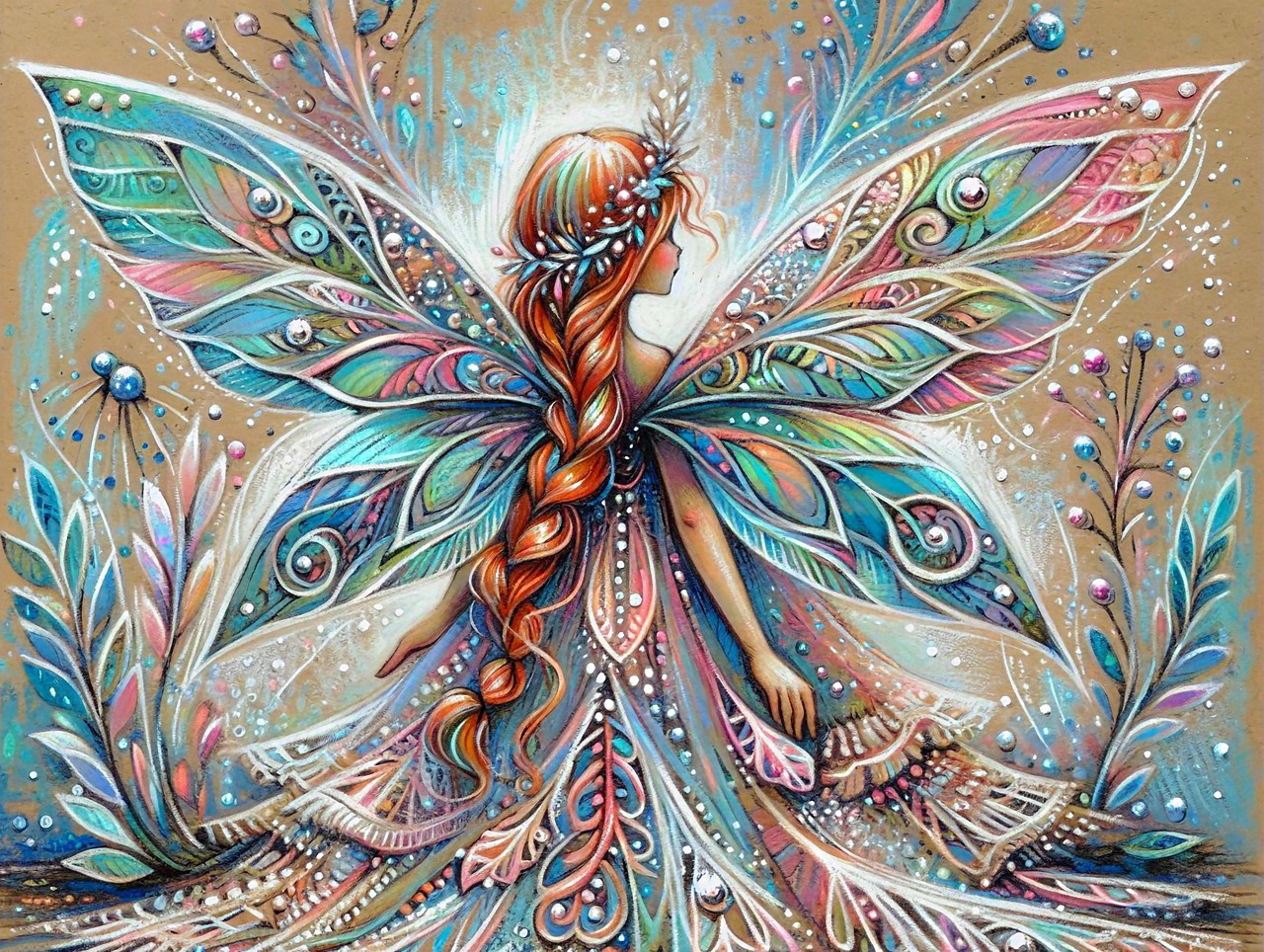 Download Whimsical Fairy, Colorful Wings, Intricate Patterns. Royalty ...