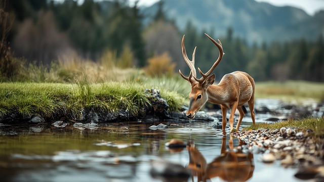 Download Ai Generated, Deer, Stream. Royalty-Free Stock Illustration ...