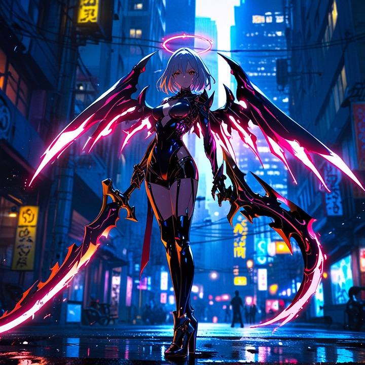 Download Girl Grim Reaper Cyborg Royalty Free Stock Illustration