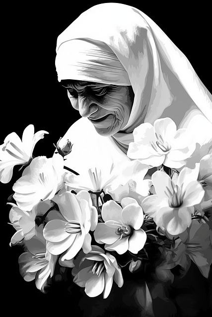 Download Mother Teresa, Portrait, Noir Et Blanc. Royalty-Free Stock ...