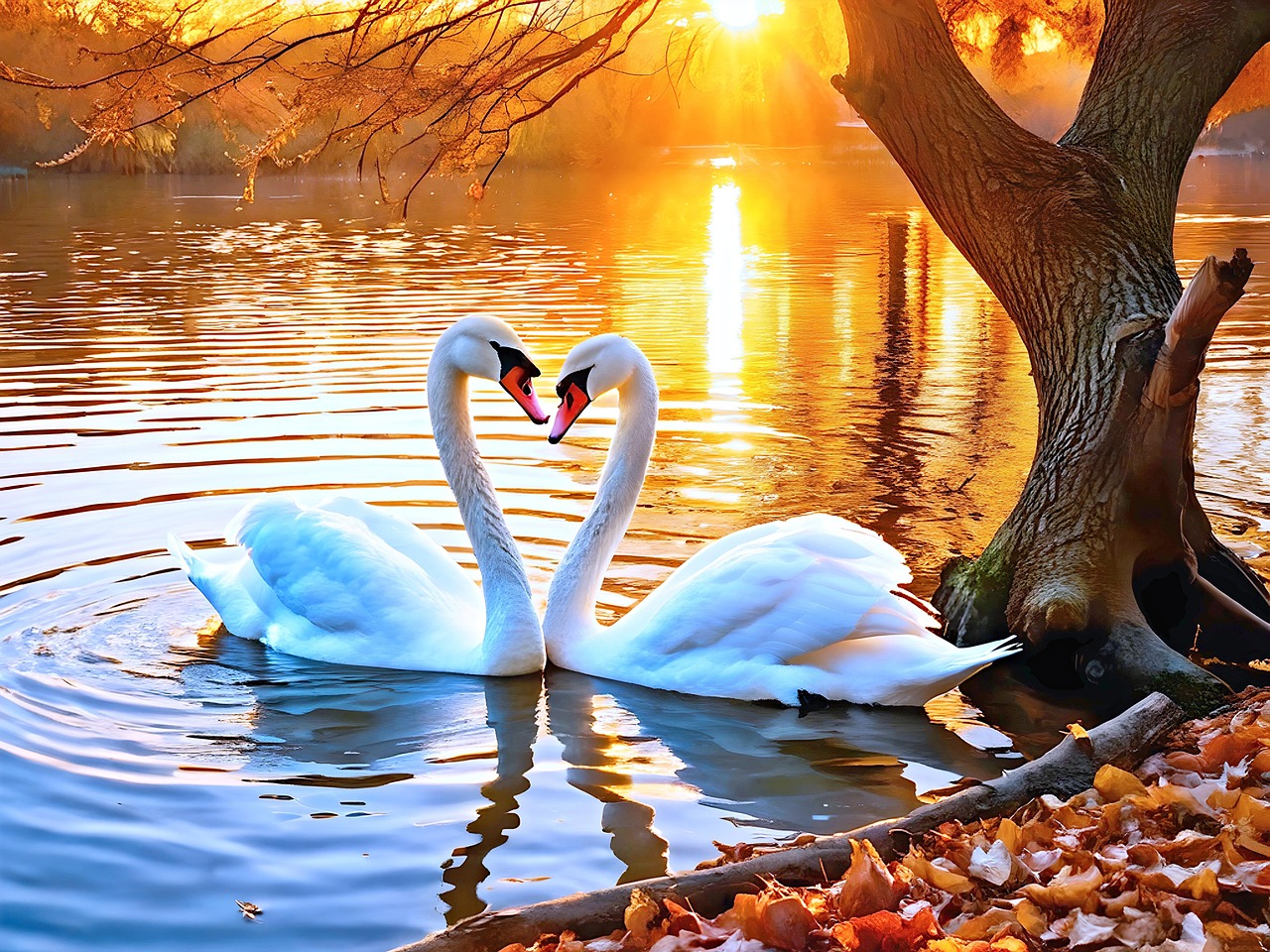 Download Swans, Birds, Lake. Royalty-Free Stock Illustration Image ...