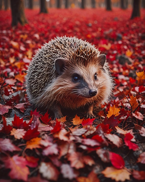 Download Ai Generated, Hedgehog, Fall. Royalty-Free Stock Illustration ...