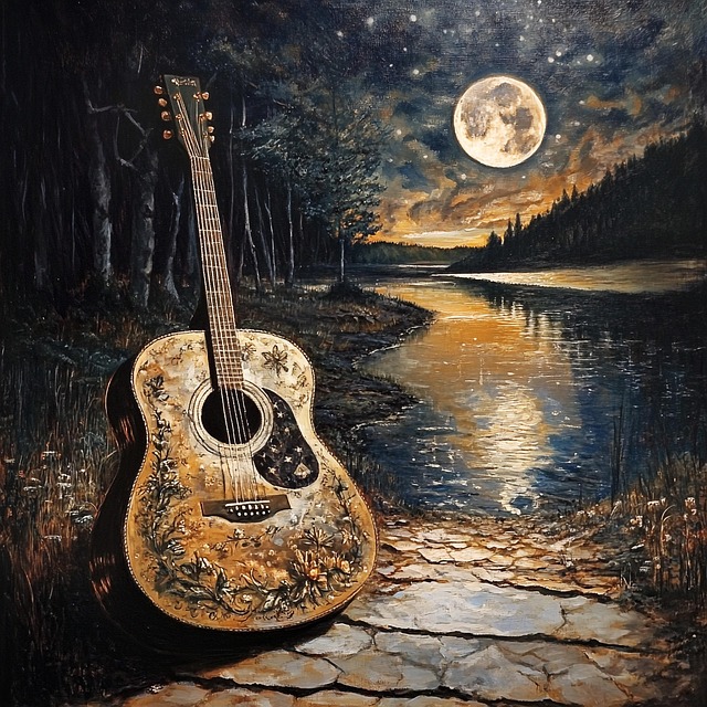 Download Guitar, Moon, River. Royalty-Free Stock Illustration Image ...