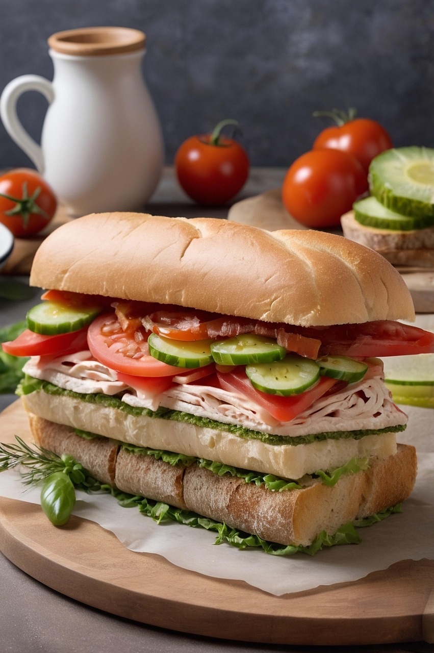 Download Sandwich, Baguette Bread, Turkey. Royalty-Free Stock ...