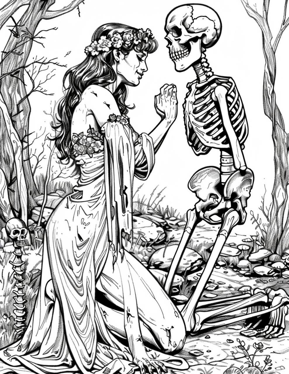 Download Beautiful Woman, Skeleton, Love. Royalty-Free Stock ...