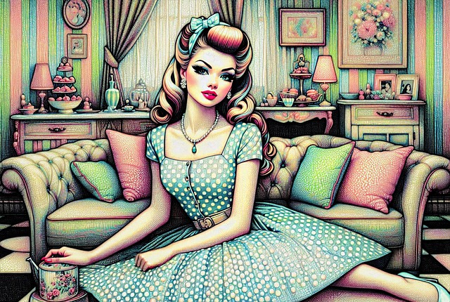 Download Retro Art, Vintage Style, 1950S Fashion. Royalty-Free Stock ...