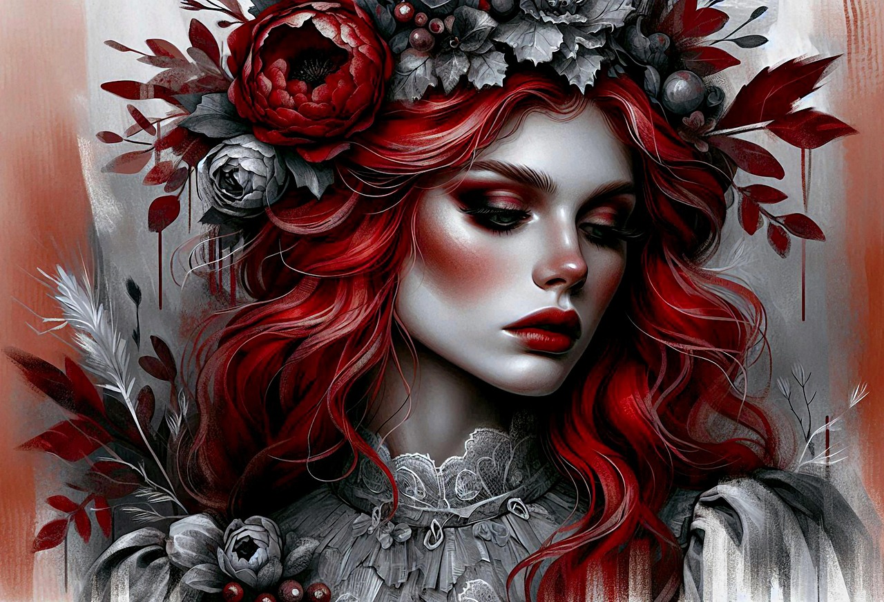 Download Dramatic Portrait, Red Hair, Porcelain Skin. Royalty-Free ...