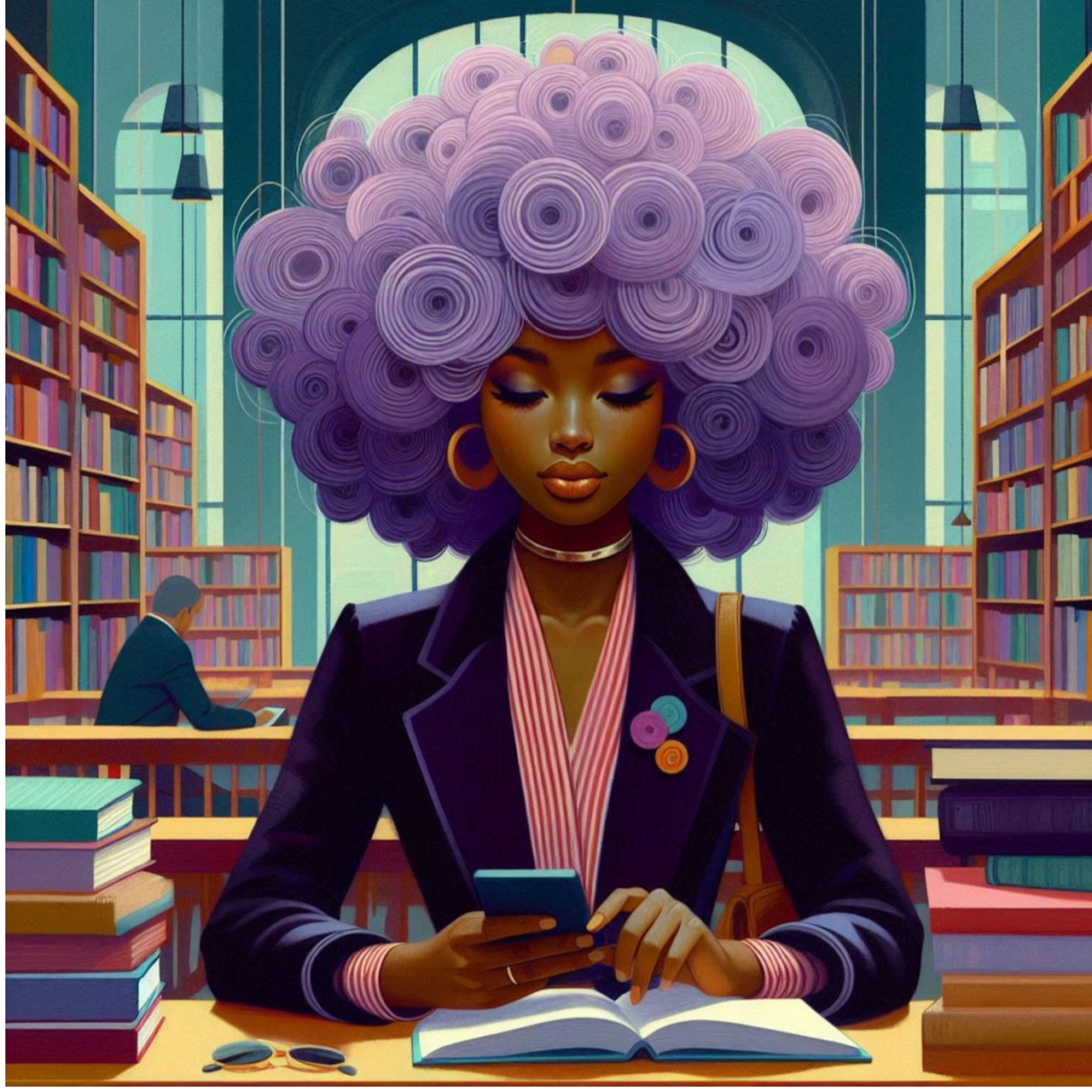 Download Ai Generated, Woman, Library. Royalty-Free Stock Illustration ...