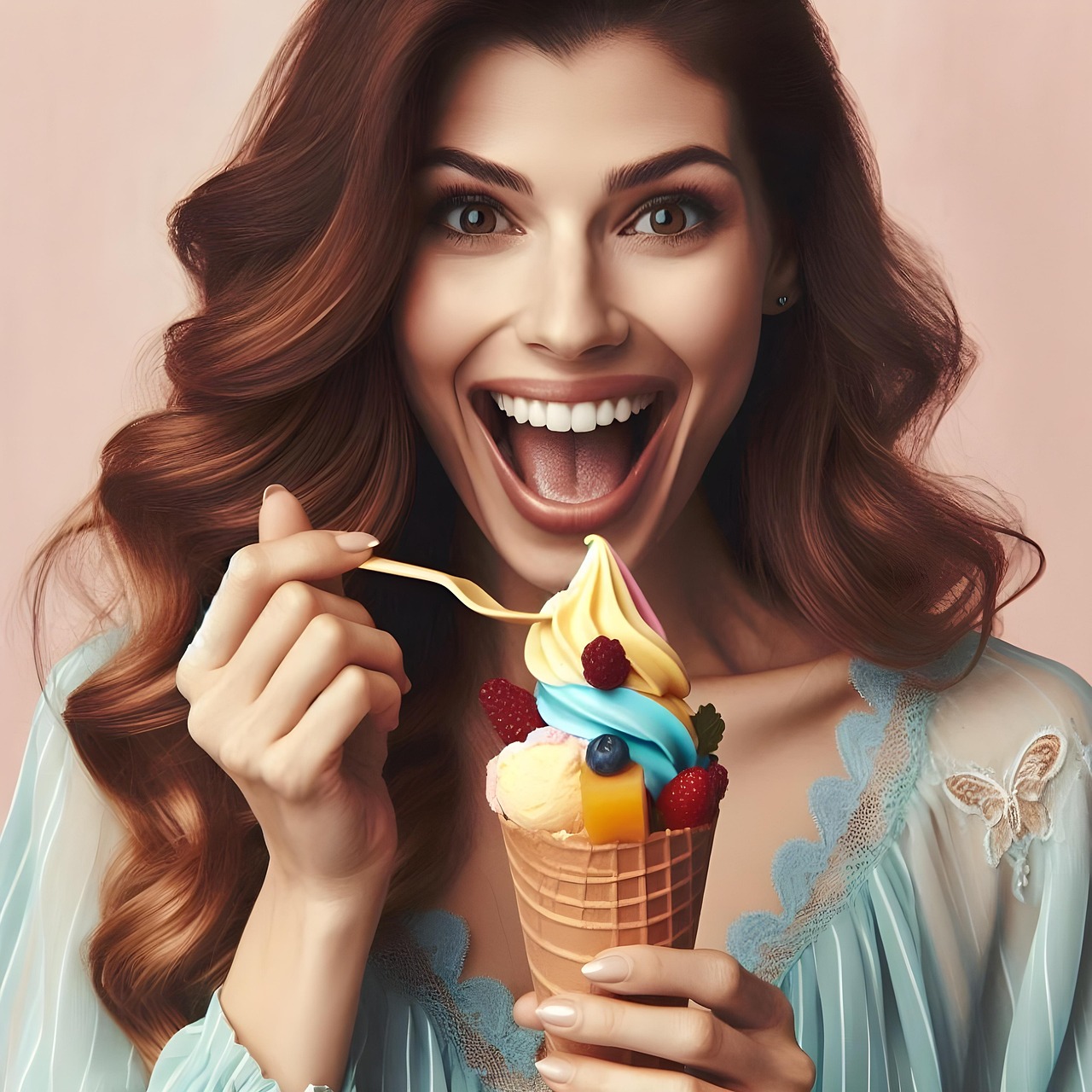 Download Ai Generated Woman Ice Cream Royalty Free Stock 6547
