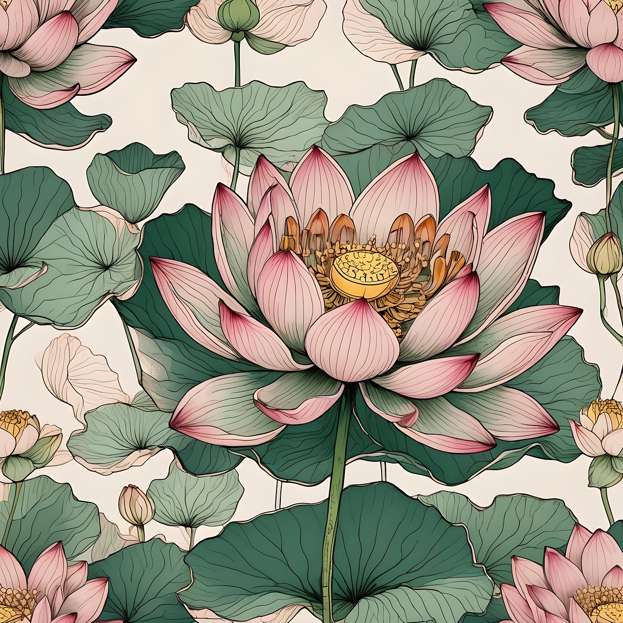 Download Lotus Flowers, Pattern, Pink. Royalty-Free Stock Illustration ...