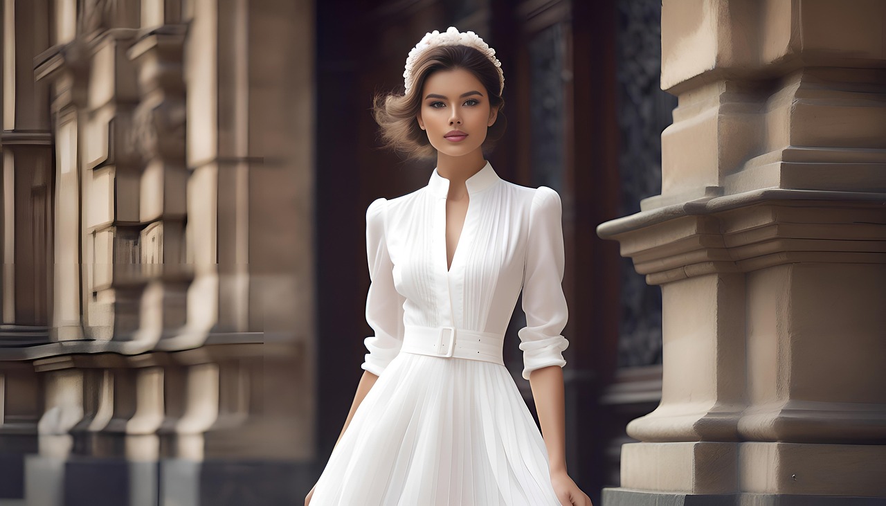 Download Beautiful Model, White Dress, Classic Style. Royalty-Free ...