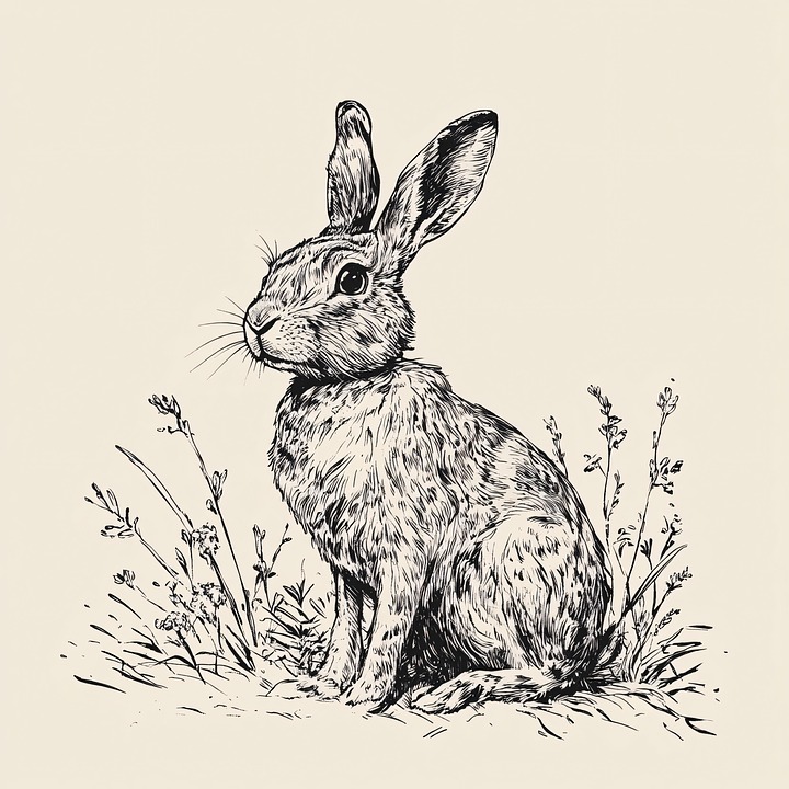 Download Hare, Drawing, Black-And-White. Royalty-Free Stock ...