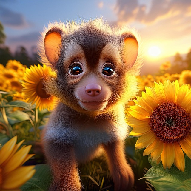 Download Ai Generated, Monkey, Sunflowers. Royalty-Free Stock ...