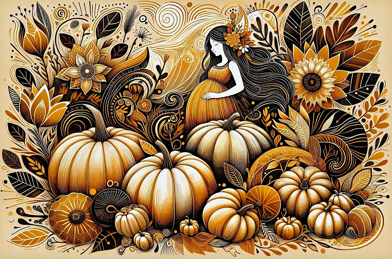 Download Autumn, Woman, Pumpkins. Royalty-Free Stock Illustration Image ...