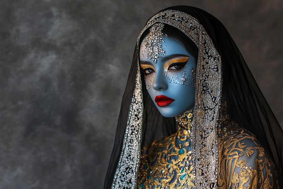 Download Ai Generated, Blue Face, Gold. Royalty-Free Stock Illustration ...