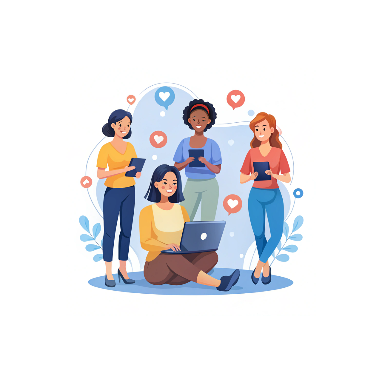 Download Women, Friends, Social Media. Royalty-Free Stock Illustration ...